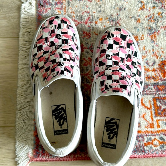 Shoes | Custom Vans Pink Flamingo And Black Checker Which Fades Into ...